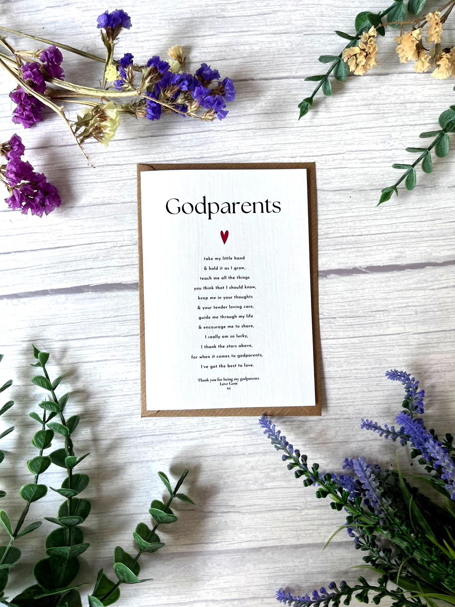 Personalised Godparents Poem Card – Christening Gift, Thank You ...