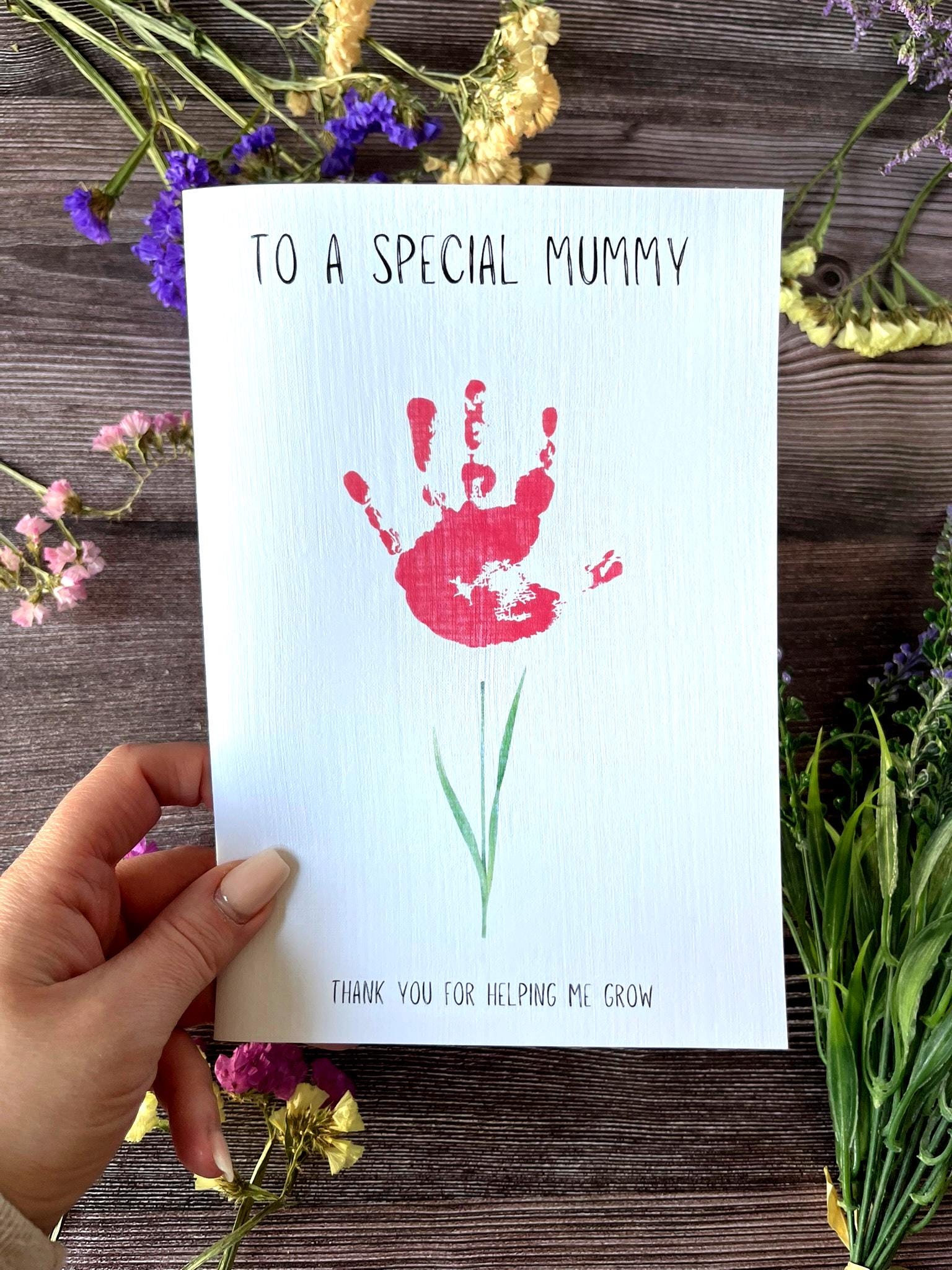 Printable Handprint Flower Card – DIY Mother's Day Keepsake (digital ...