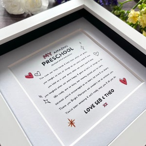 Childminder / Nursery Goodbye Thank You Poem Frame. Leaving Preschool ...