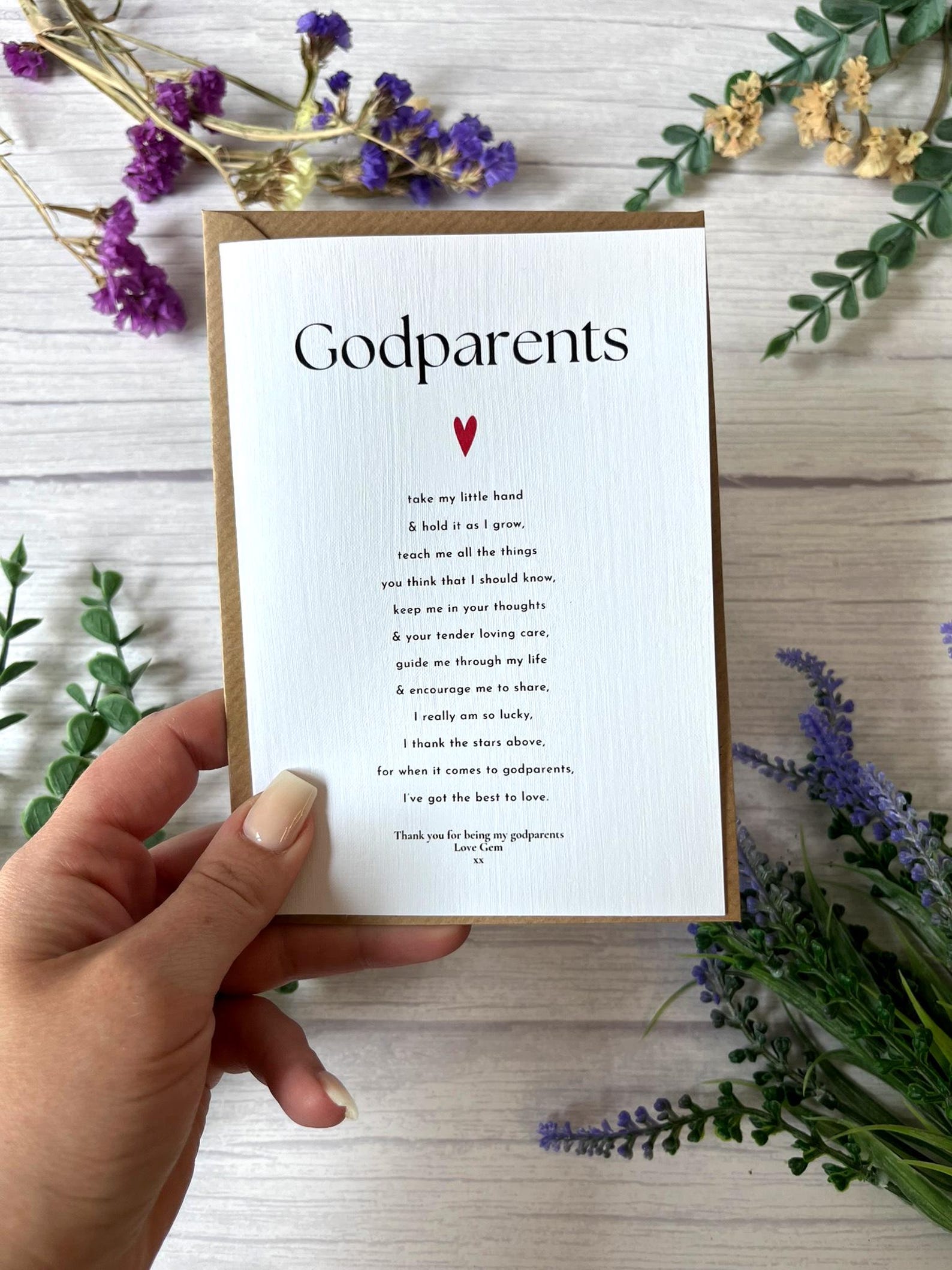 Personalised Godparents Poem Card – Christening Gift, Thank You ...