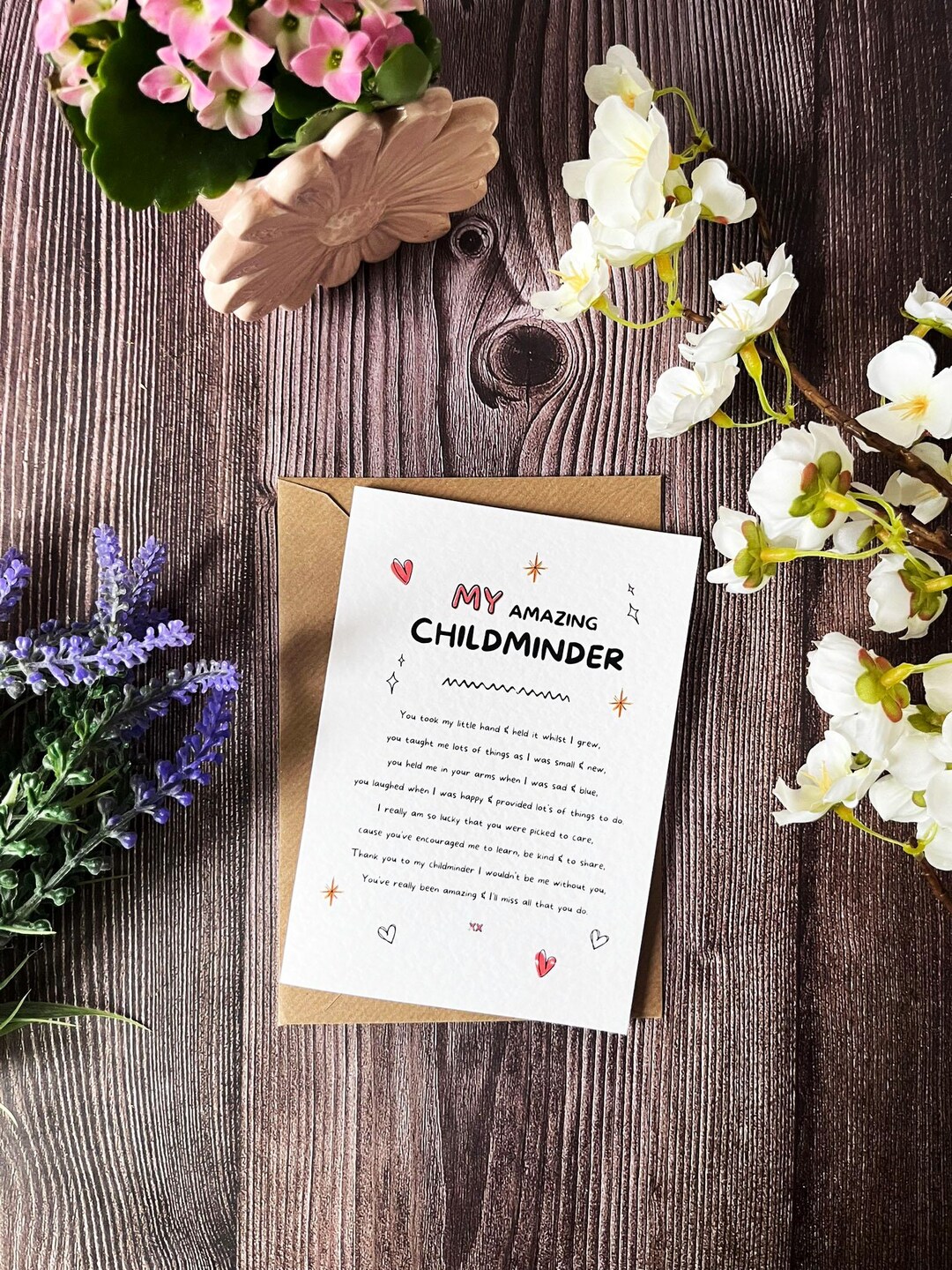 Childminder Thank You Leaving Card With Beautiful Poem - Perfect for ...