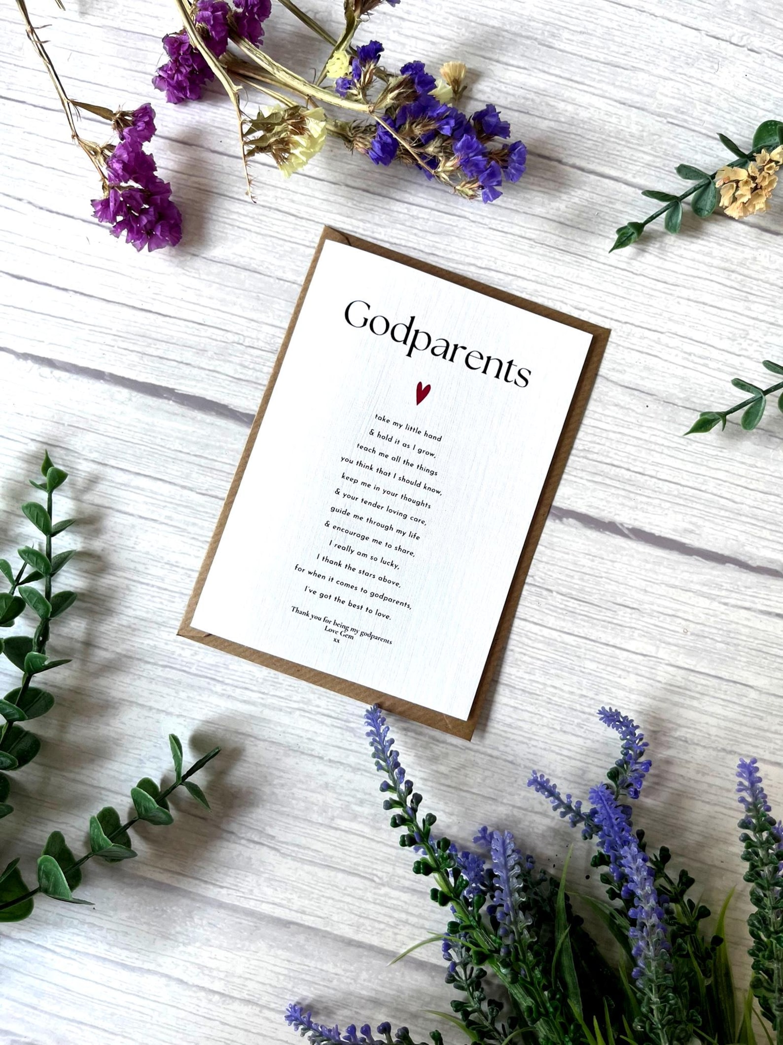 Personalised Godparents Poem Card – Christening Gift, Thank You ...