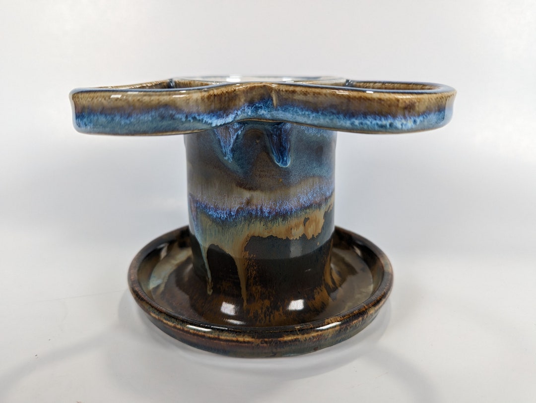 Toothbrush Holder, Blue and Brown Toothbrush Holder, Pottery Toothbrush ...