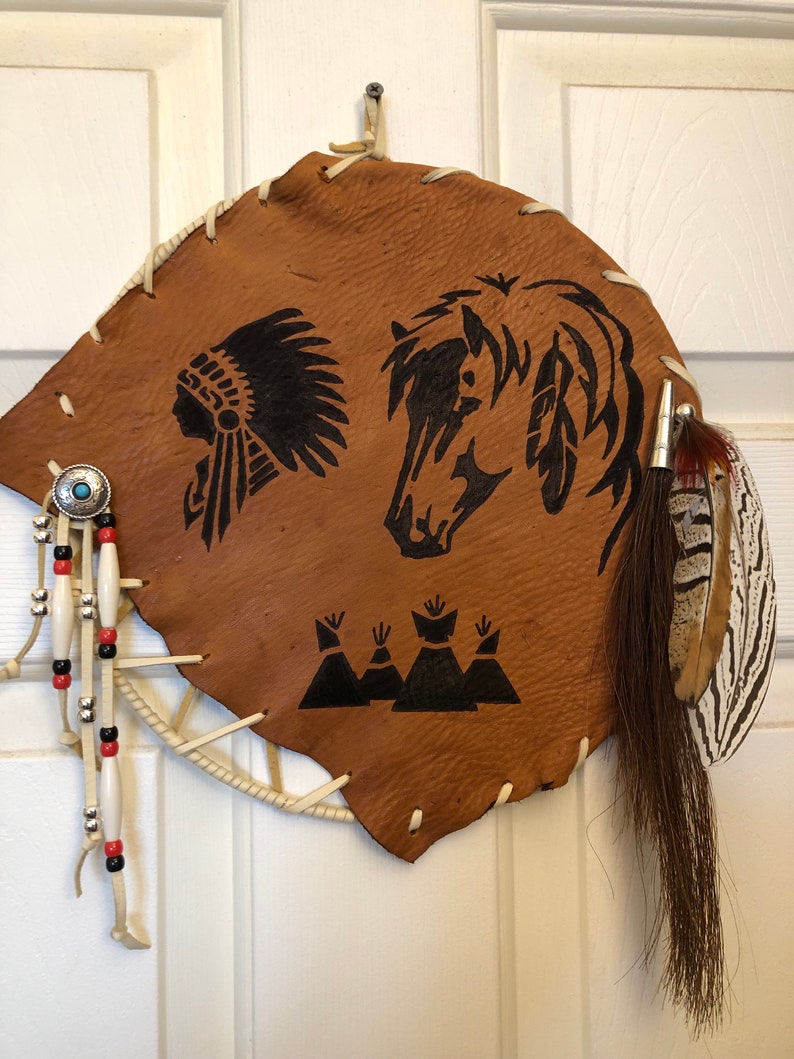 Native American Style Leather Spirit/medicine Shield With Horsehair and ...