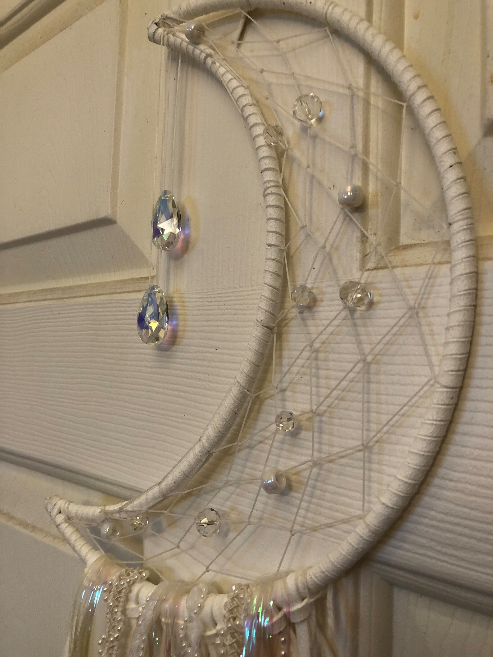 Crescent Moon Made With White Leather and Crystal Embellishments ...