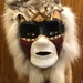 Native American Style, Large Leather Covered Face Mold Mounted on Wood ...