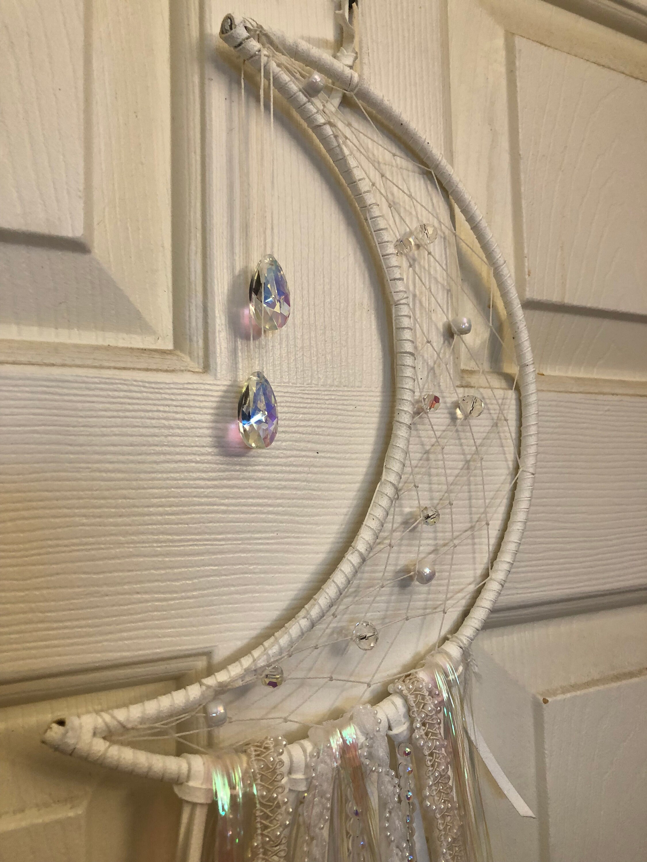 Crescent Moon Made With White Leather and Crystal Embellishments ...