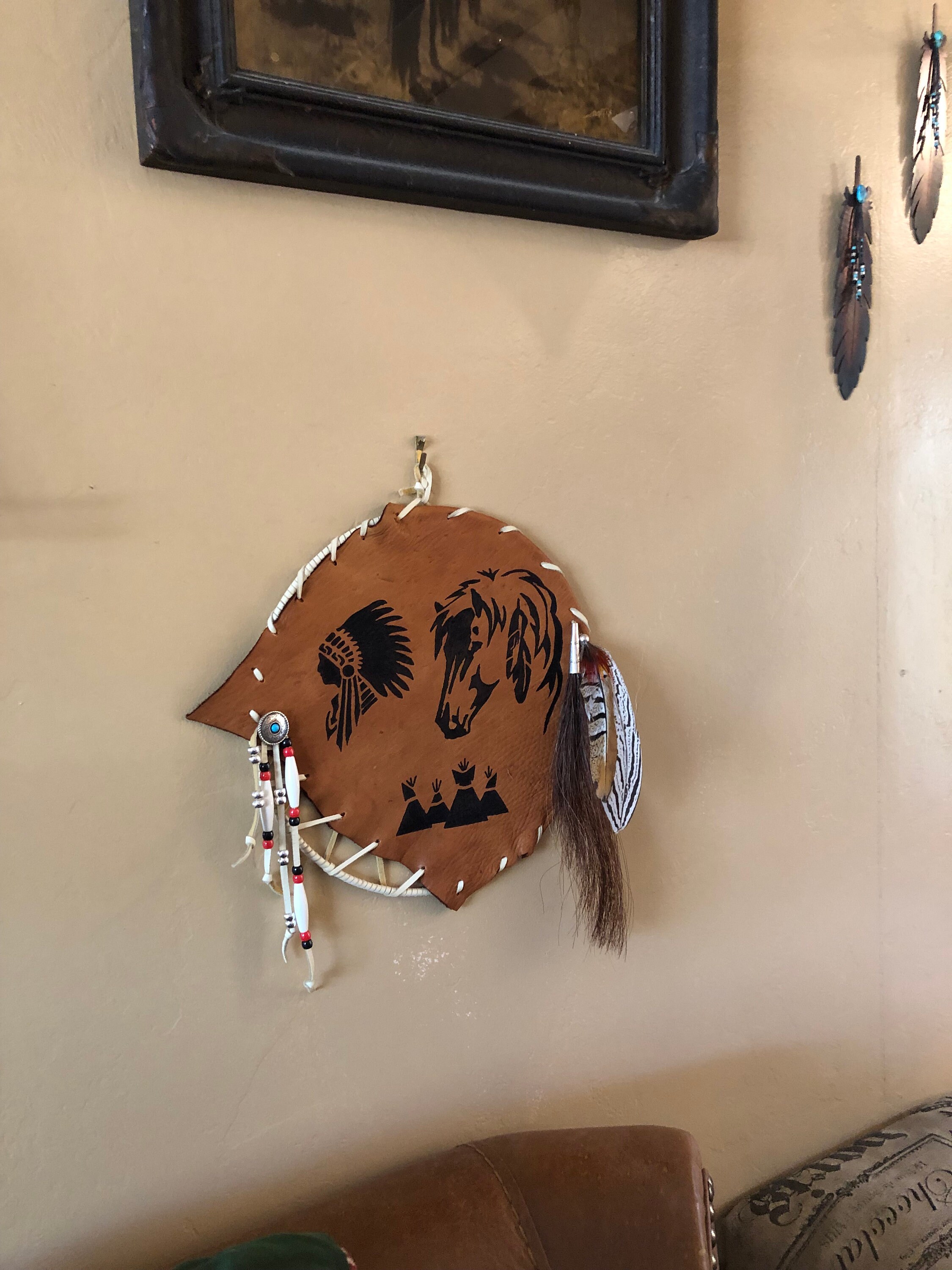 Native American Style Leather Spirit/medicine Shield With Horsehair and ...