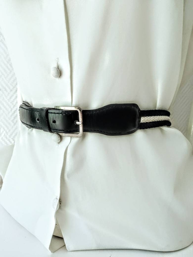 Vintage belt navy blue strings 80s // 1980's vintage blue navy rope belt