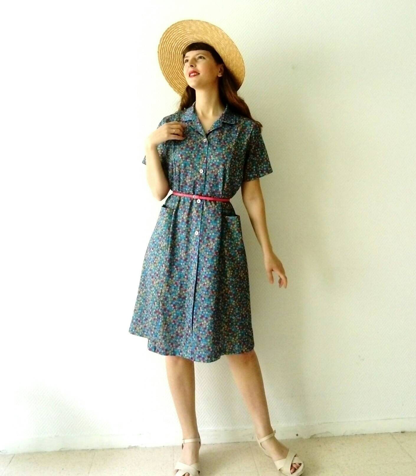 70's floral print dress 40s /40's floral style 70's dress