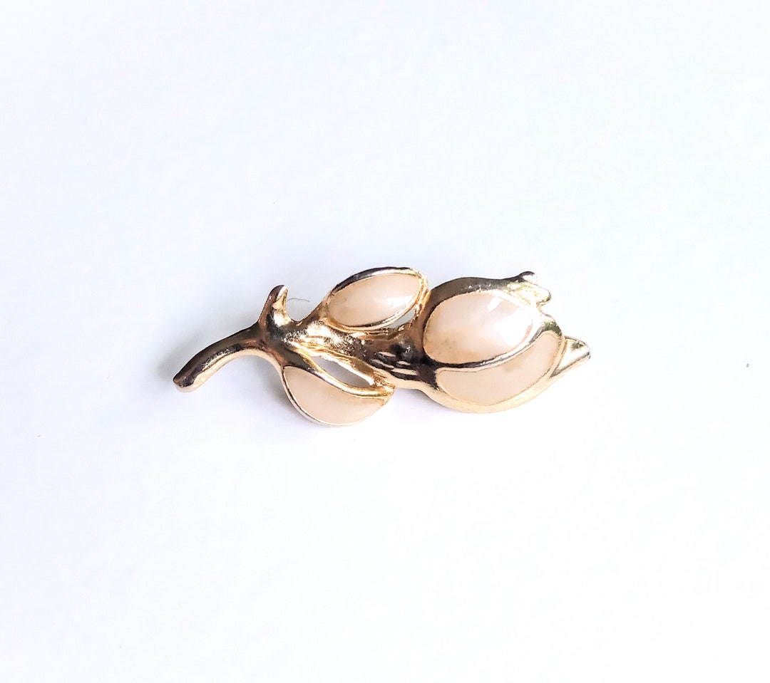Broche vintage 1980's tulipe doré// Vintage 1980's tulip golden brooch ...