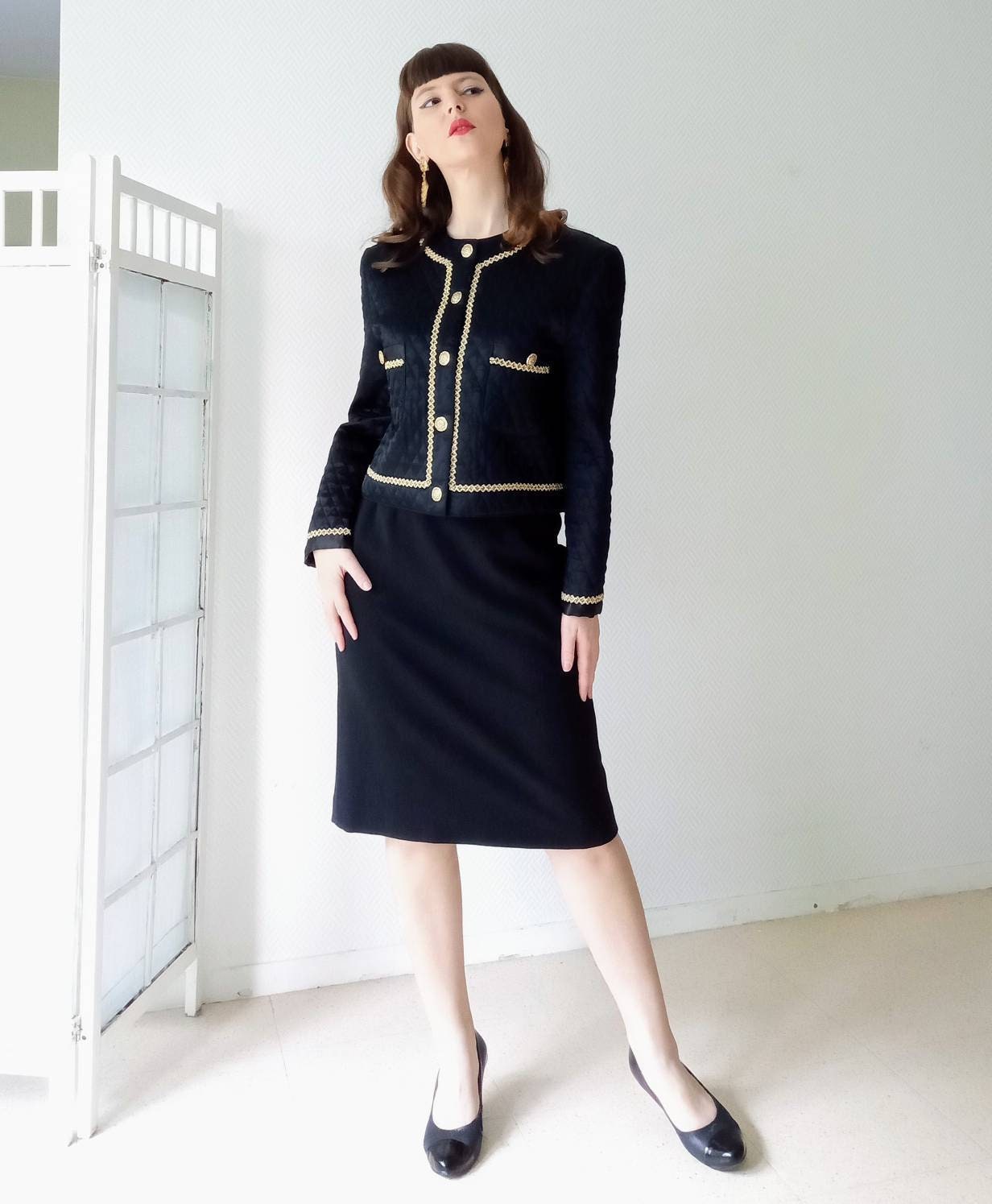 Jupe noir classique Marcelle Griffon /Vintage classic Marcelle Griffon ...
