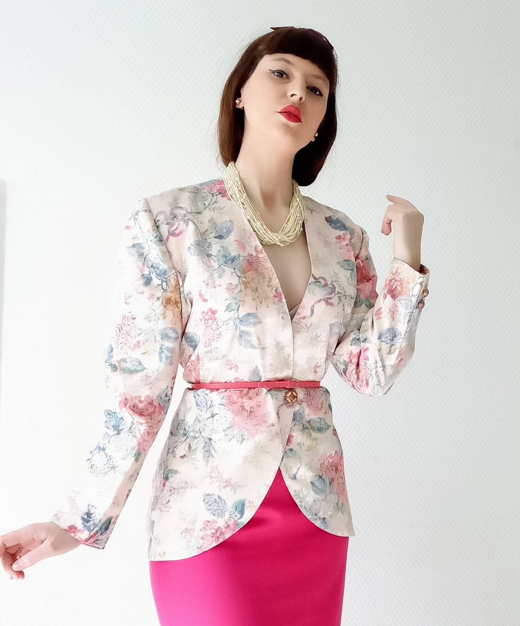 Vintage floral jacket 80s //1980's vintage floral jacket