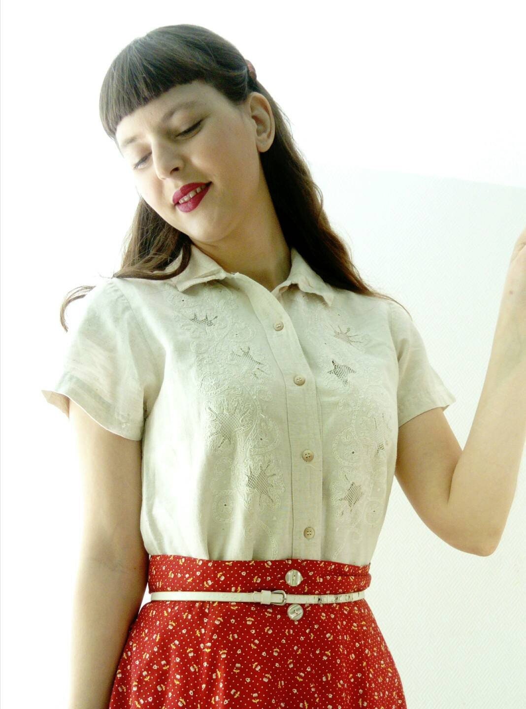 Vintage embroidered blouse/vintage embroidered blouse