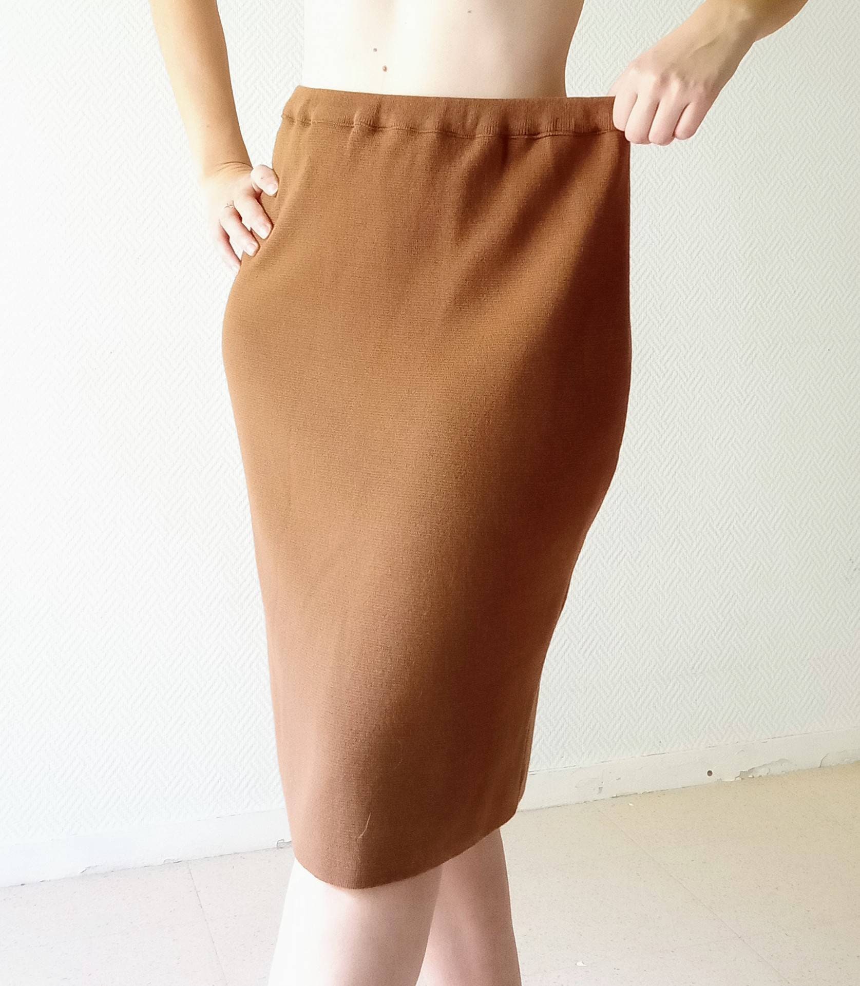 Vintage brown pencil skirt 50s style //50's vintage brown pencil skirt