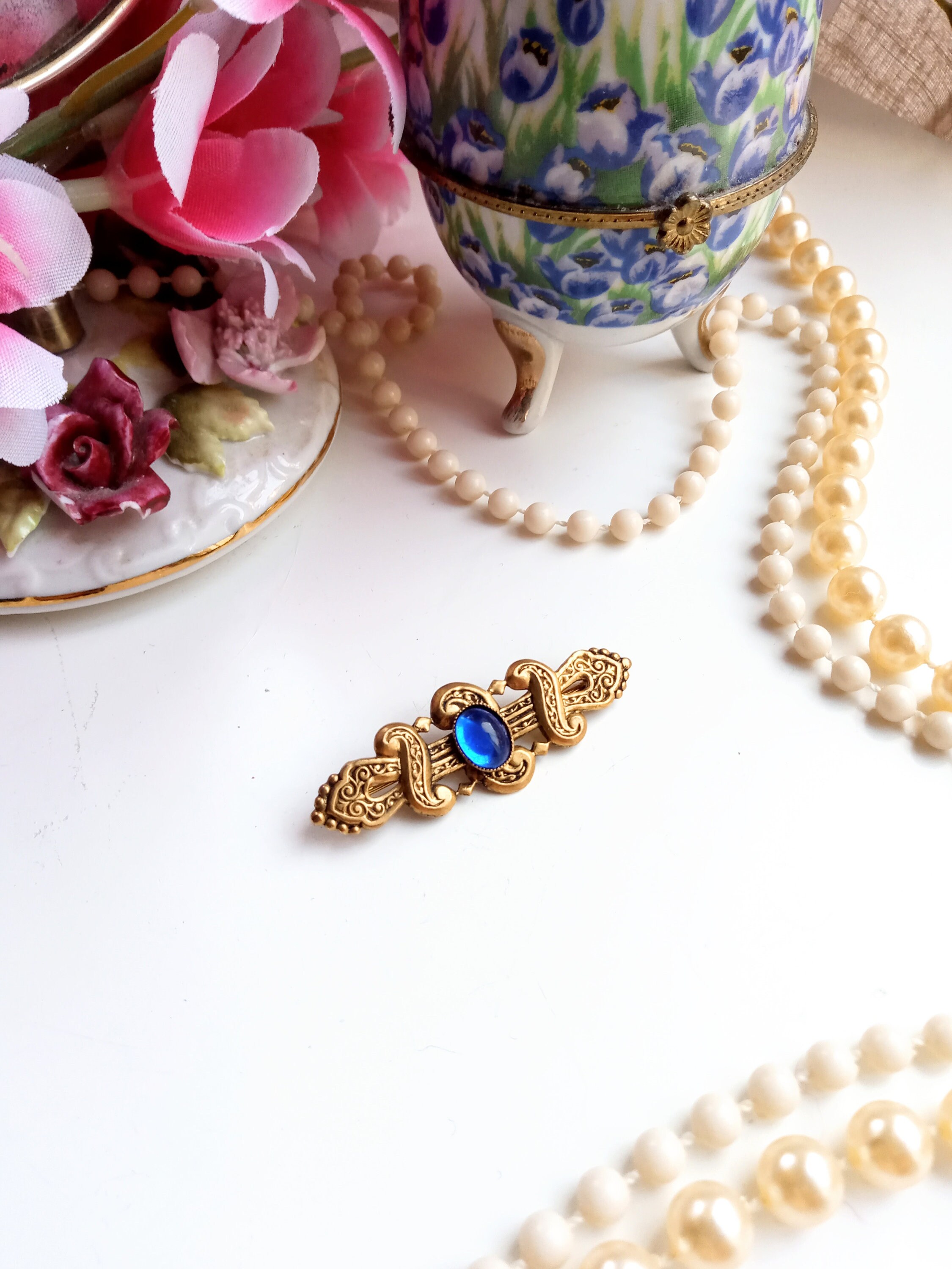 broche 1970's vintage style médiéval Lombarde barre cabochon // Vintage ...