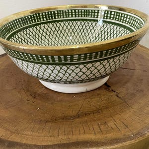 Green Moroccan Ceramic Vessel Sink | Handmade Gold Rim Bathroom Basin ...