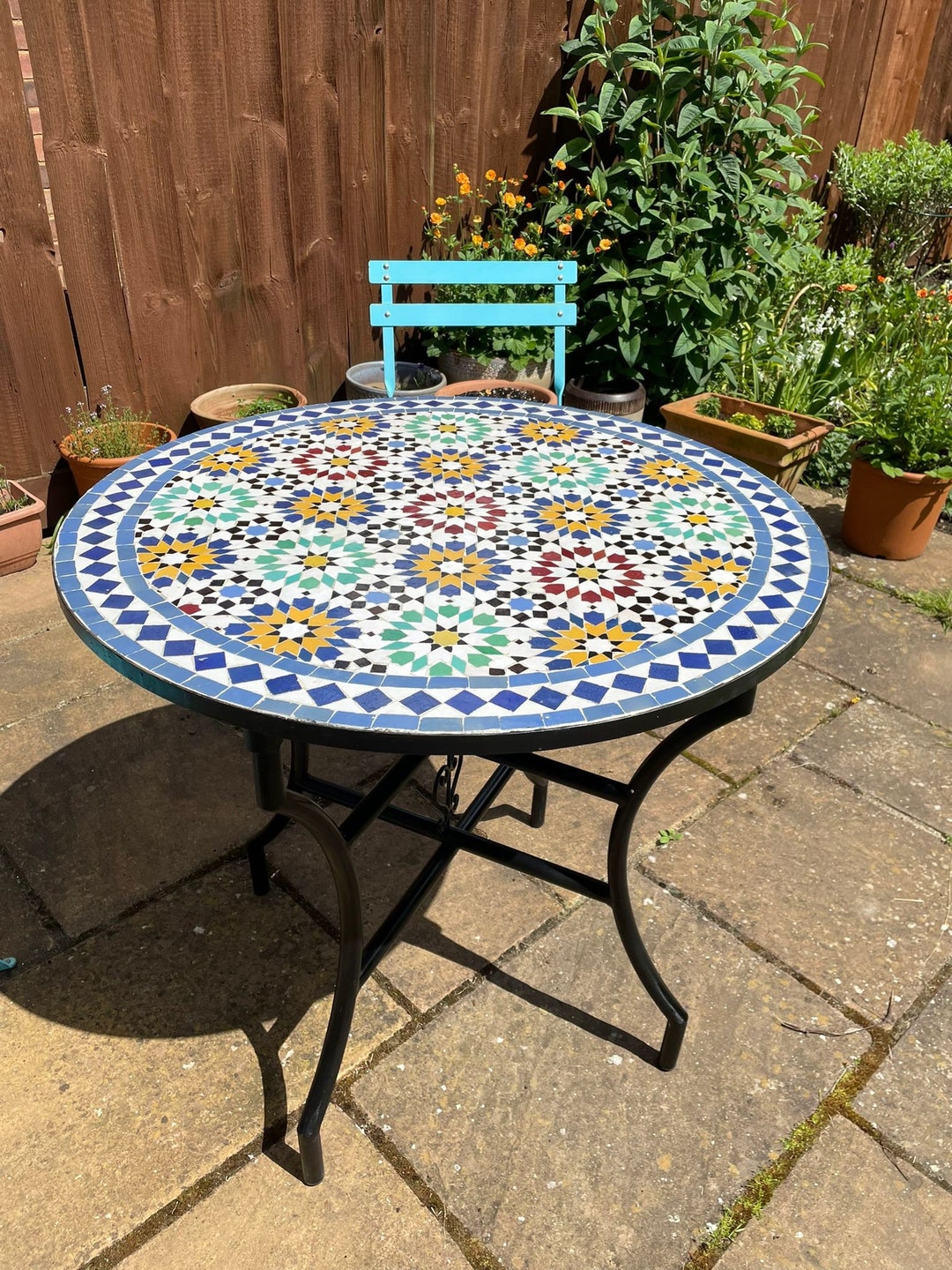 Handmade Ceramic Mosaic Table: Round Moroccan Tile Design, Indoor ...