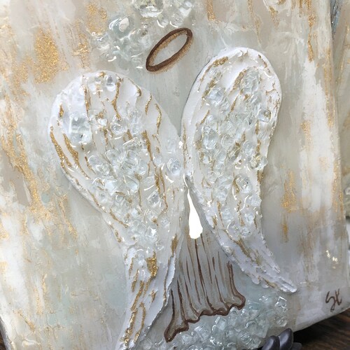 Textured Front Angel With Glass Block Art Glass Art Crushed - Etsy