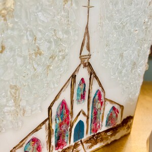 Textured Paint With Glass Church, Block Art, Glass Art, Crushed Glass ...