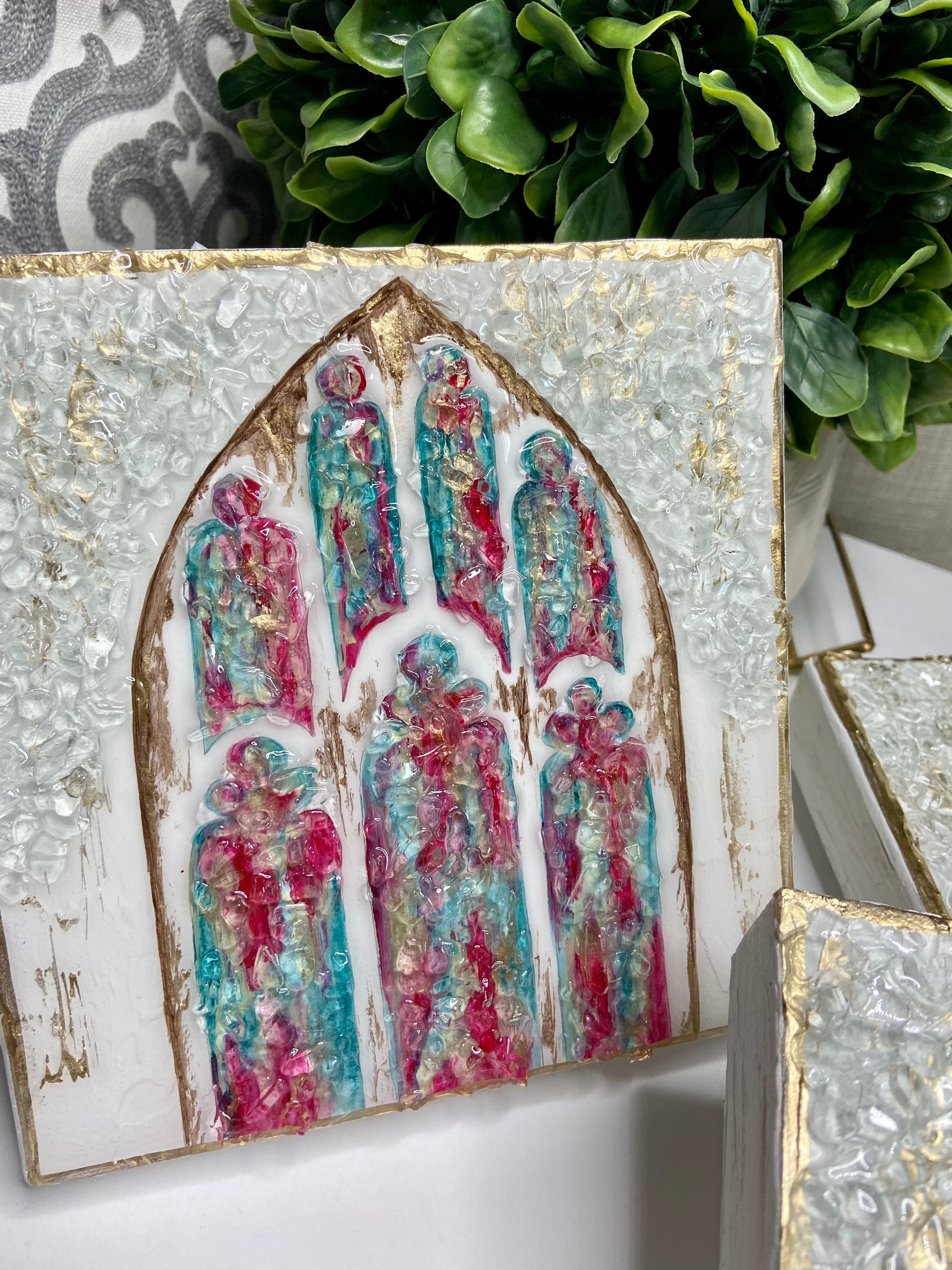 Painted Stained Glass Windows With Glass Block Art Glass | Etsy