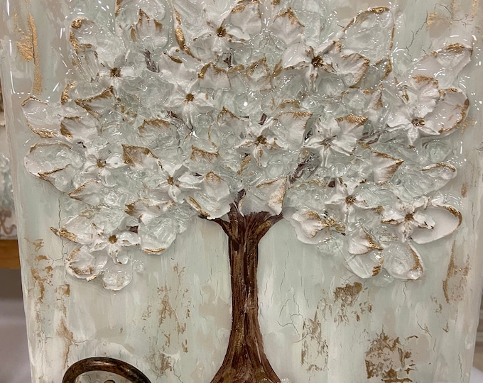 Textured Paint With Glass Flower Tree, Textured Flowers, Resin Art ...