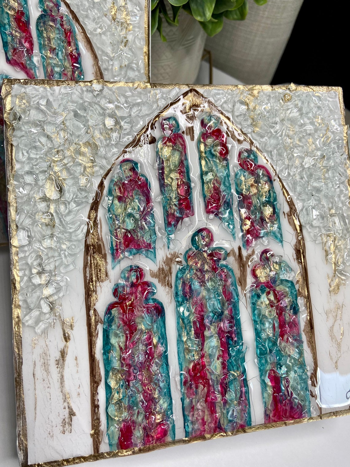 Painted Stained Glass Windows With Glass Block Art Glass | Etsy