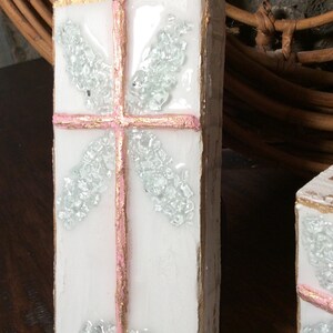 Textured Cross W/ Glass Painting, Block Art, Resin, Glass Art, Crushed ...