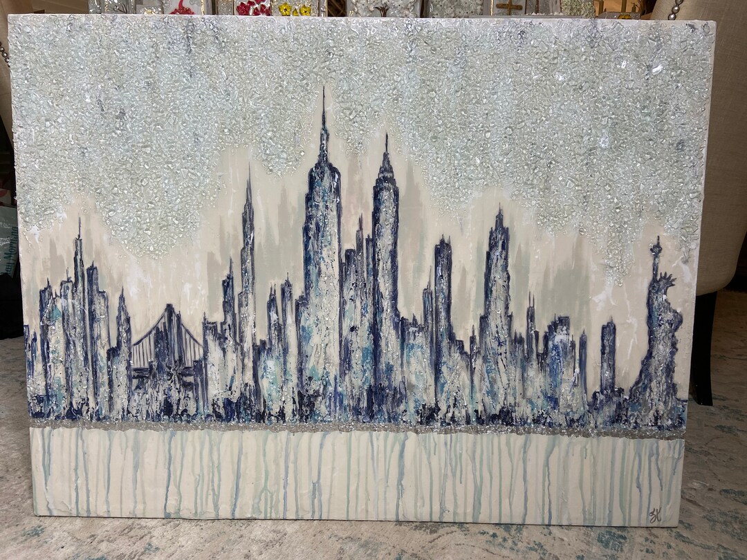 Personalized, Custom Cityscape, Glass Art, New York, NY, Chicago ...