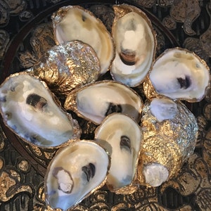 Gold or Silver Leafed Oyster Shells, Oyster Art, Accessories, Gold Leaf ...