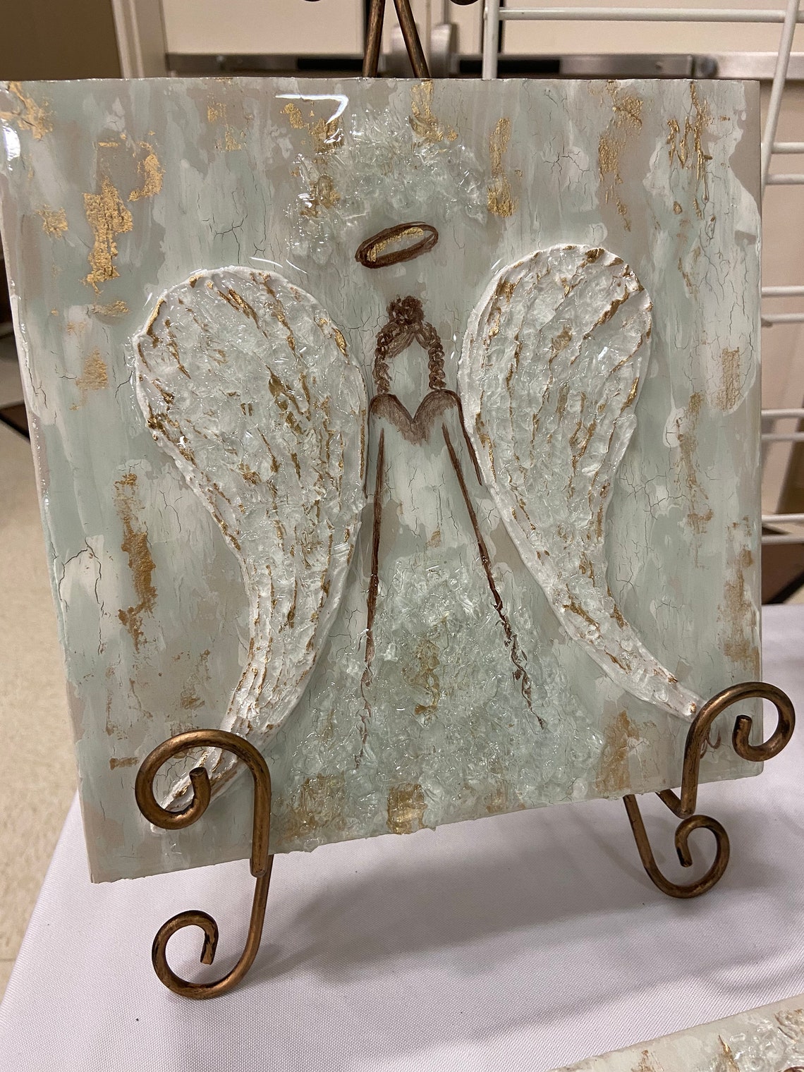 Textured Front Angel With Glass Block Art Glass Art Crushed - Etsy
