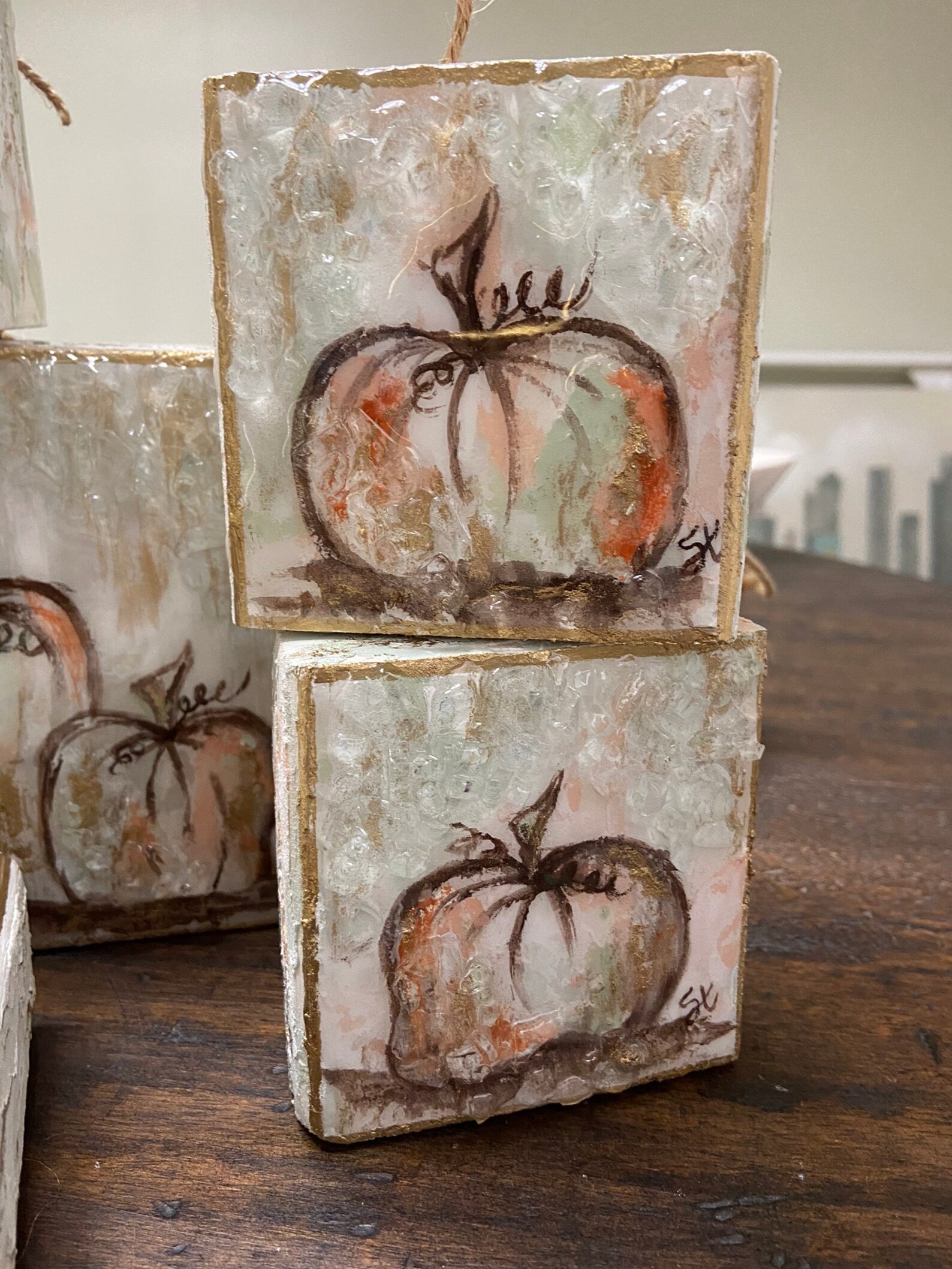 Pumpkin Art Crushed Glass Textured Pumpkin Thanksgiving - Etsy