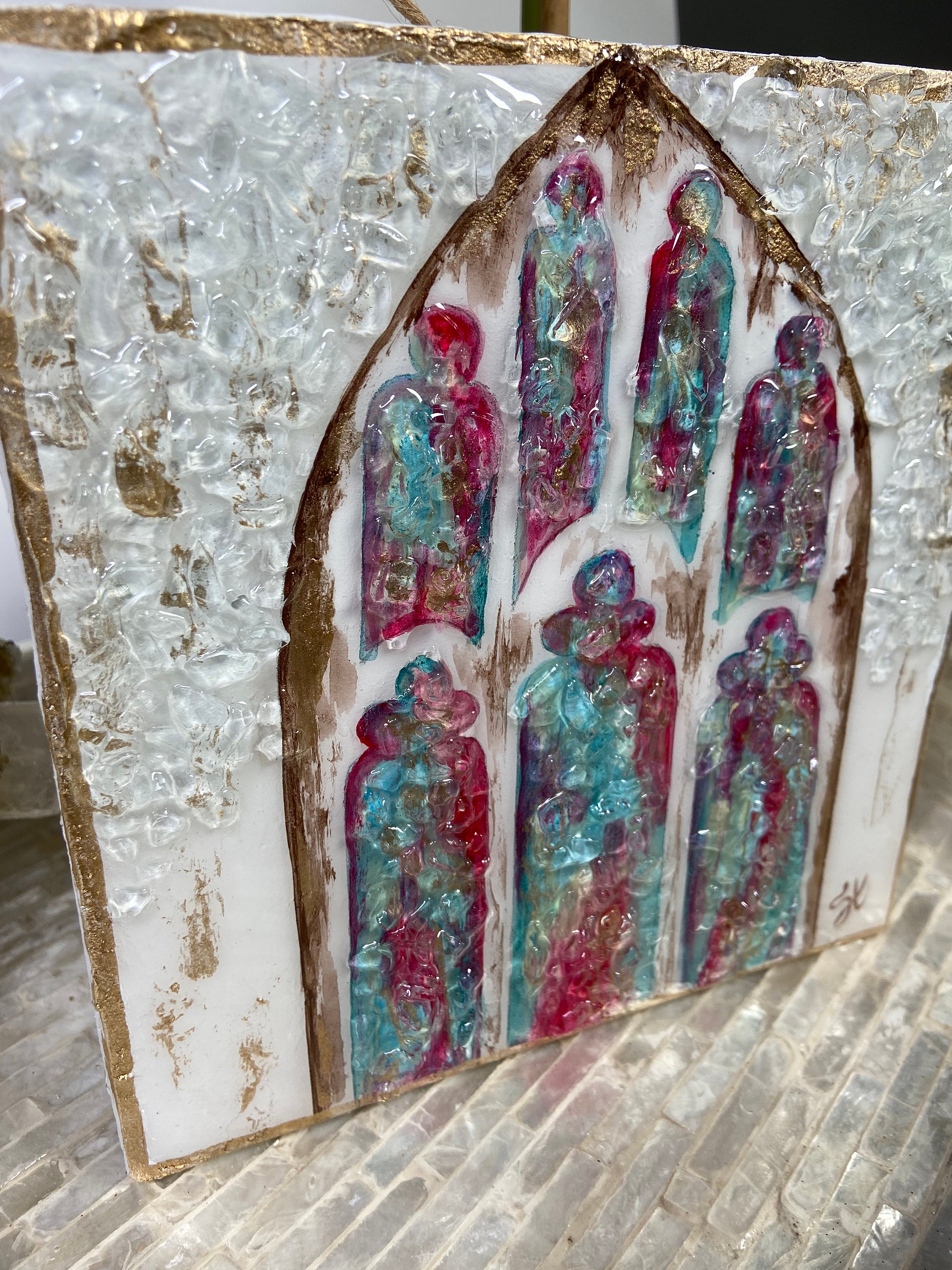 Painted Stained Glass Windows With Glass Block Art Glass | Etsy