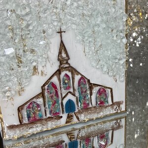 Textured Paint With Glass Church, Block Art, Glass Art, Crushed Glass ...