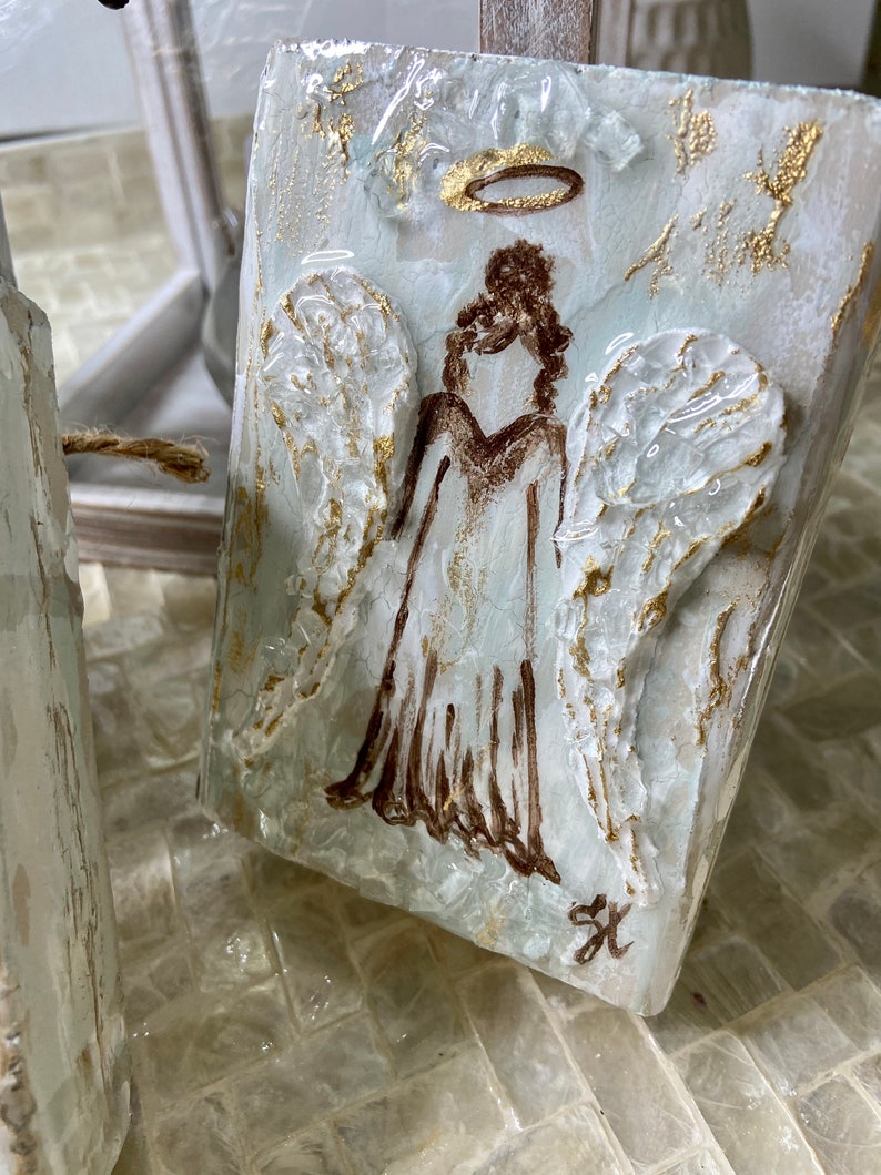 Angel Art, Block Art, Textured Paint, Angel Painting, Resin Art, Glass ...