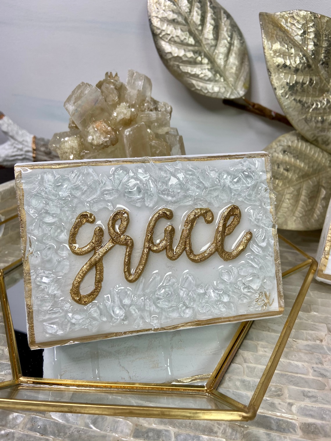Word Blocks, Inspirational Words, Gold Leaf Words, Grace, Love, Mercy ...