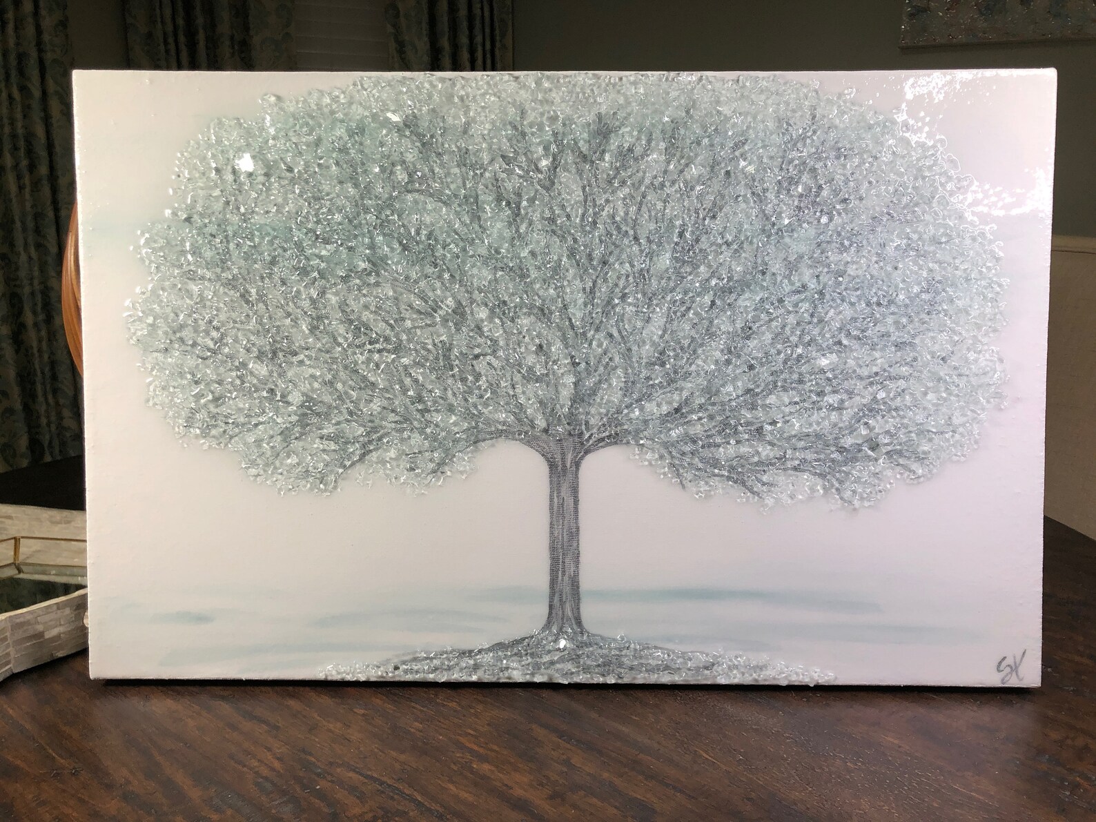 Gold or Silver Glass Tree of Life Glass Art Gold Leaf - Etsy