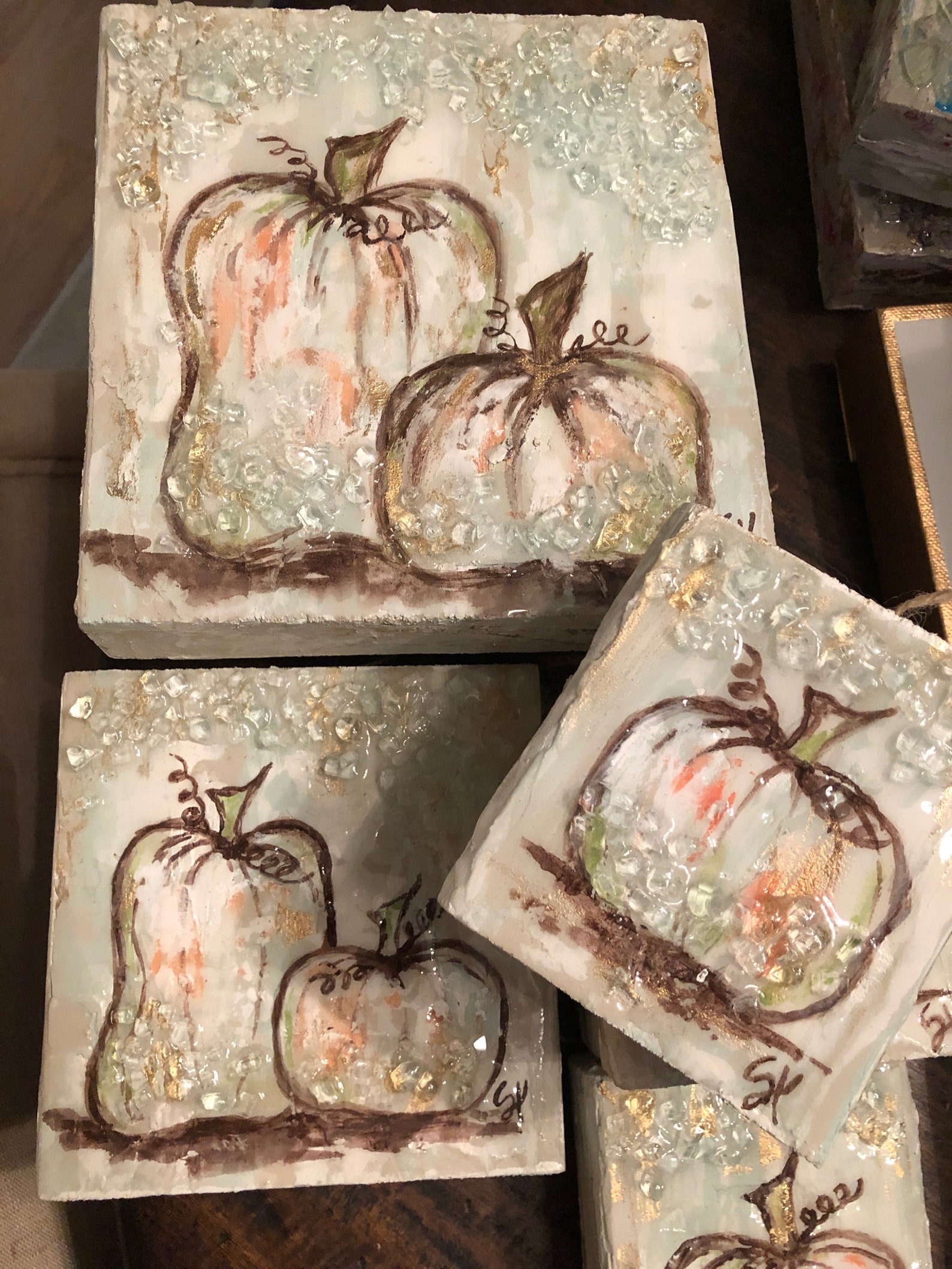 Pumpkin Art Crushed Glass Textured Pumpkin Thanksgiving - Etsy