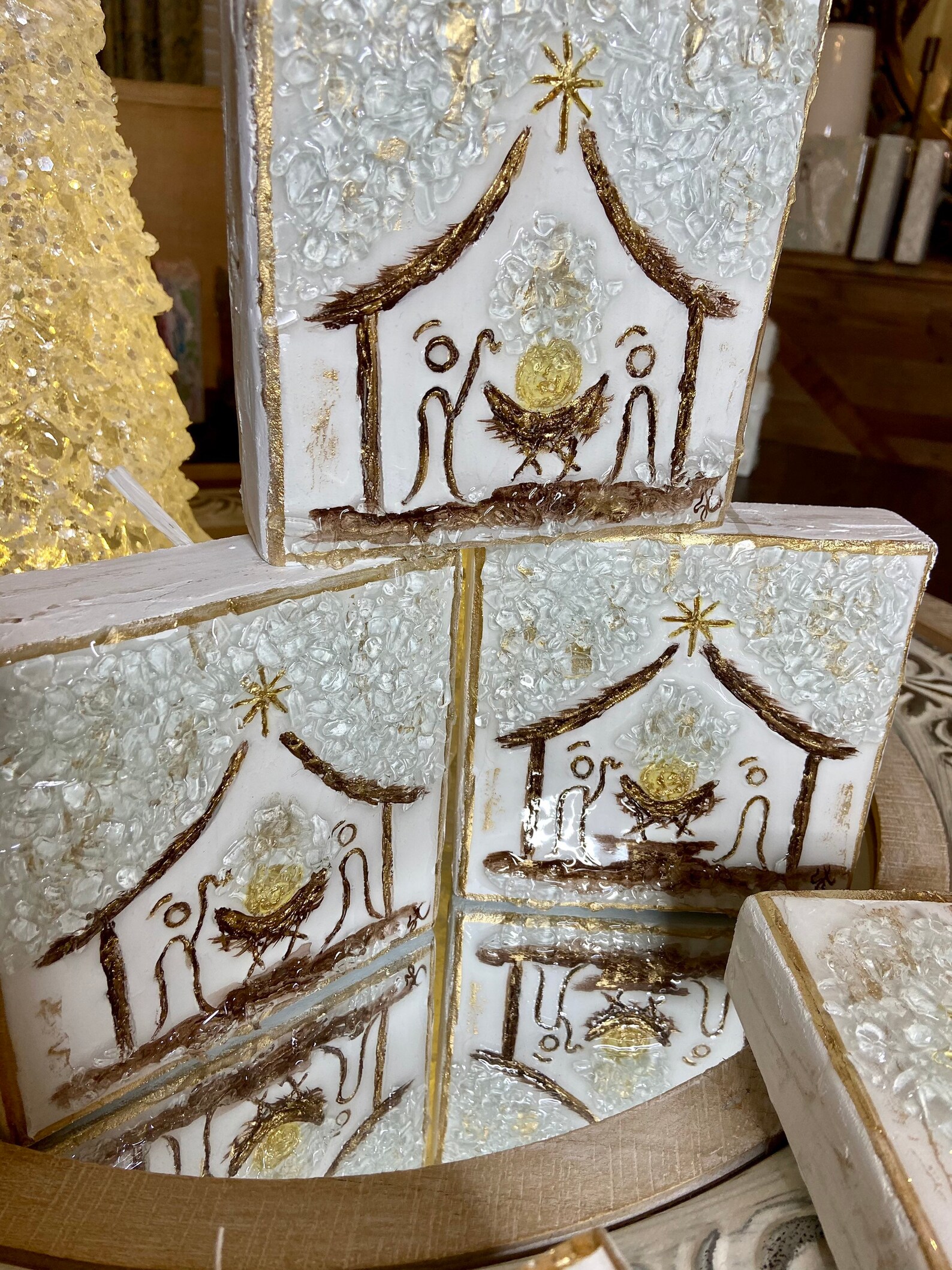 Nativity Christmas Art Crushed Glass Block Art - Etsy
