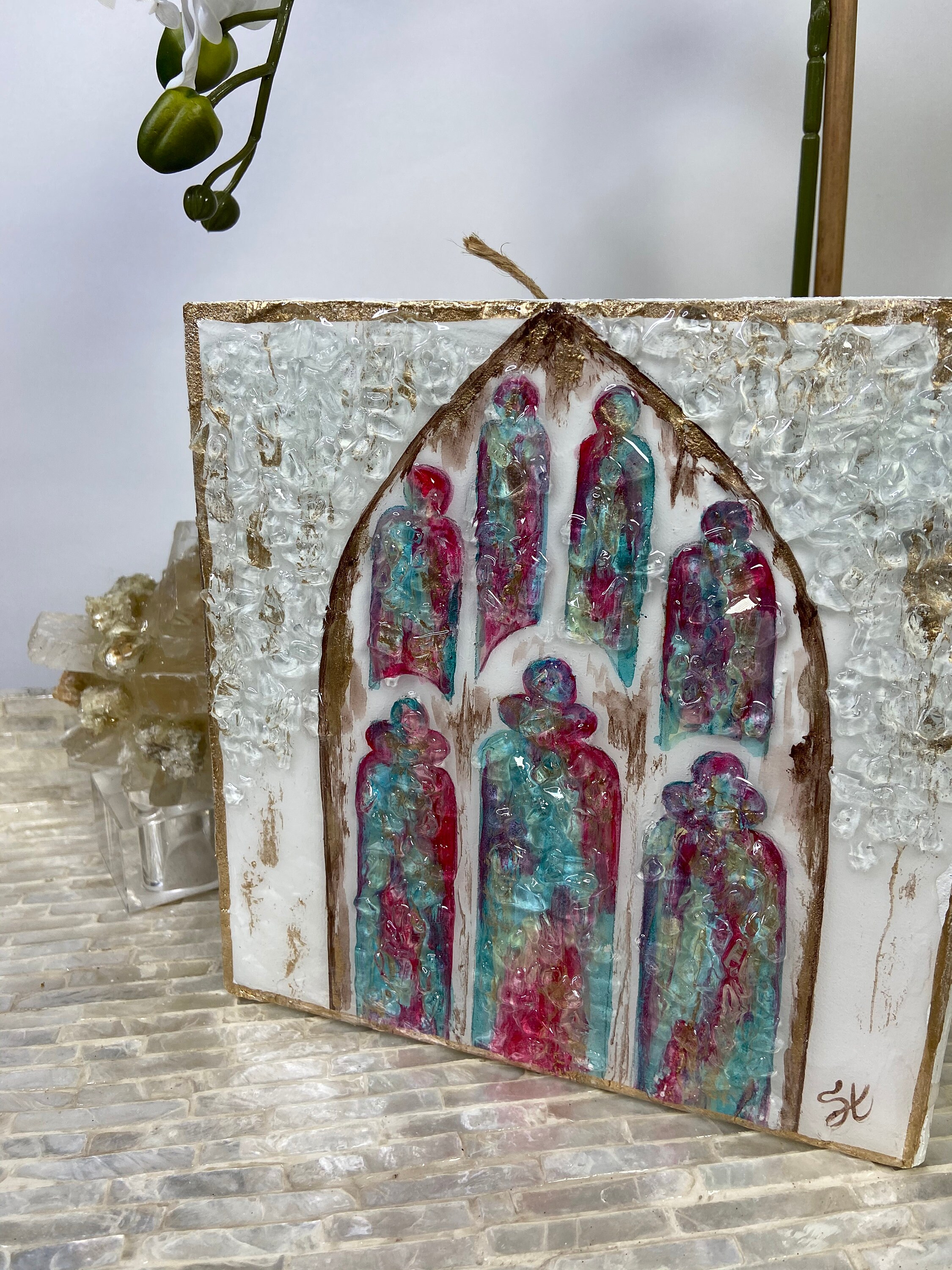 Painted Stained Glass Windows With Glass Block Art Glass - Etsy