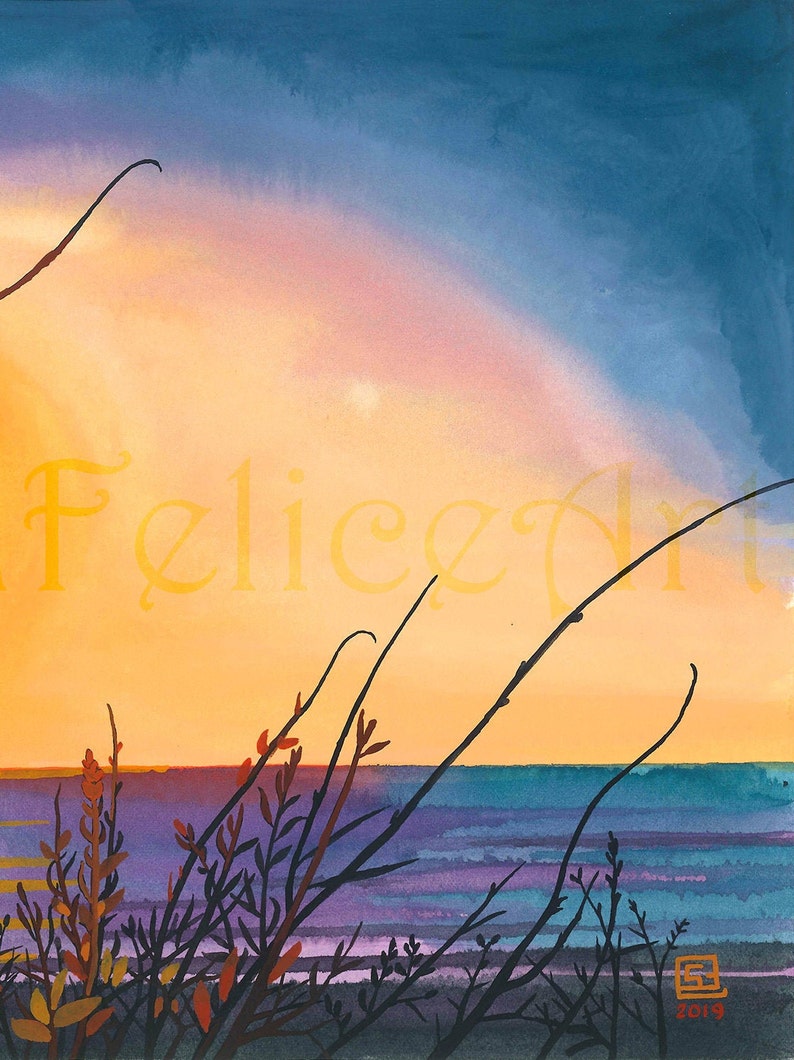 Sole al mattino-dipinto originale a guazzovista sul - Etsy Italia