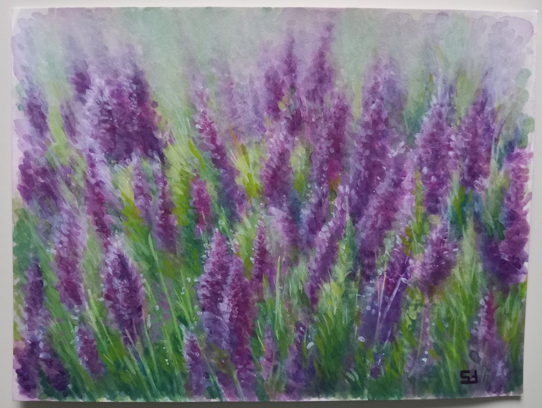 Lavanda-dipinto originale ad acrilico,fiori viola,campo di fiori ...