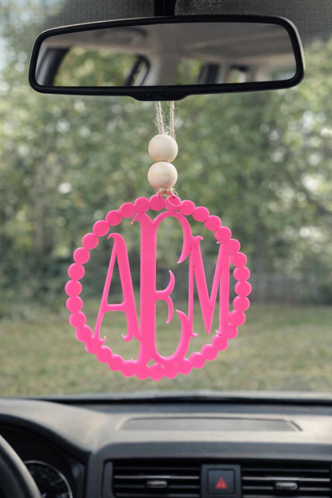 Personalized Monogram Car Charm | Acrylic Car Hanger | Custom Initials ...