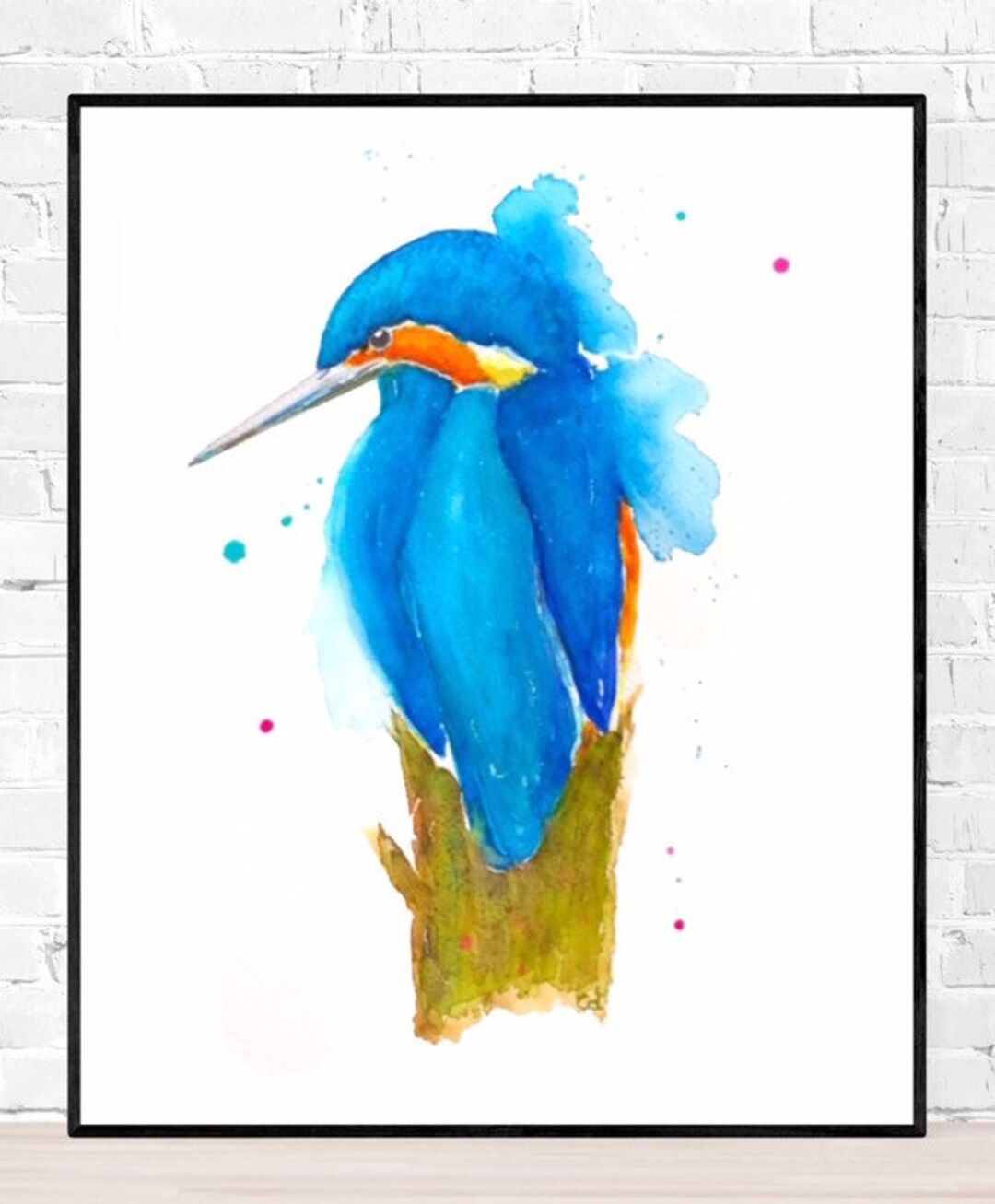 Kingfisher Watercolor Painting/ Original Bird Painting/ Turquoise Blue ...