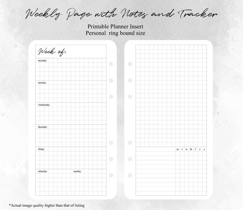 Personal Size Week On One Page With Tracker And Notes Section Etsy personal-size-week-on-one-page-with-tracker-and-notes-section-etsy