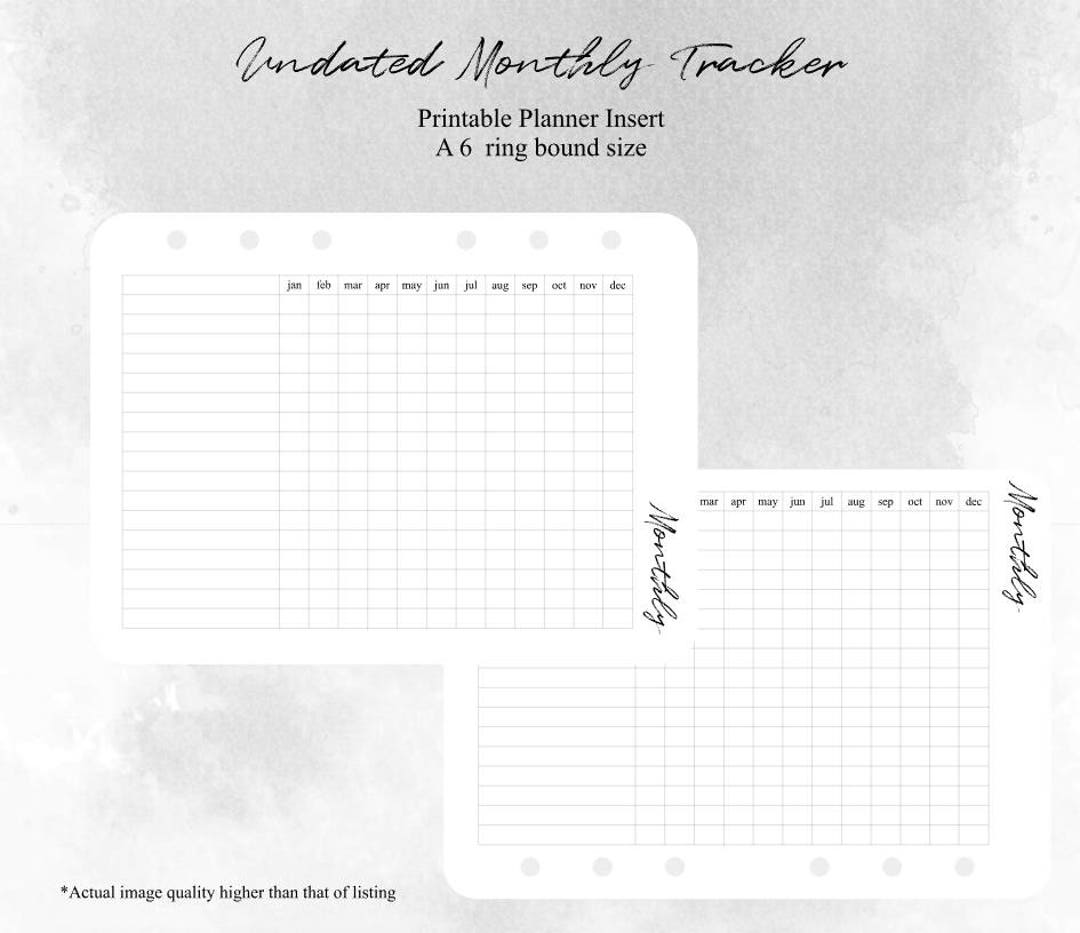 A6 Size Undated Monthly Tracker Printable Planner Insert M002 Etsy a6-size-undated-monthly-tracker-printable-planner-insert-m002-etsy