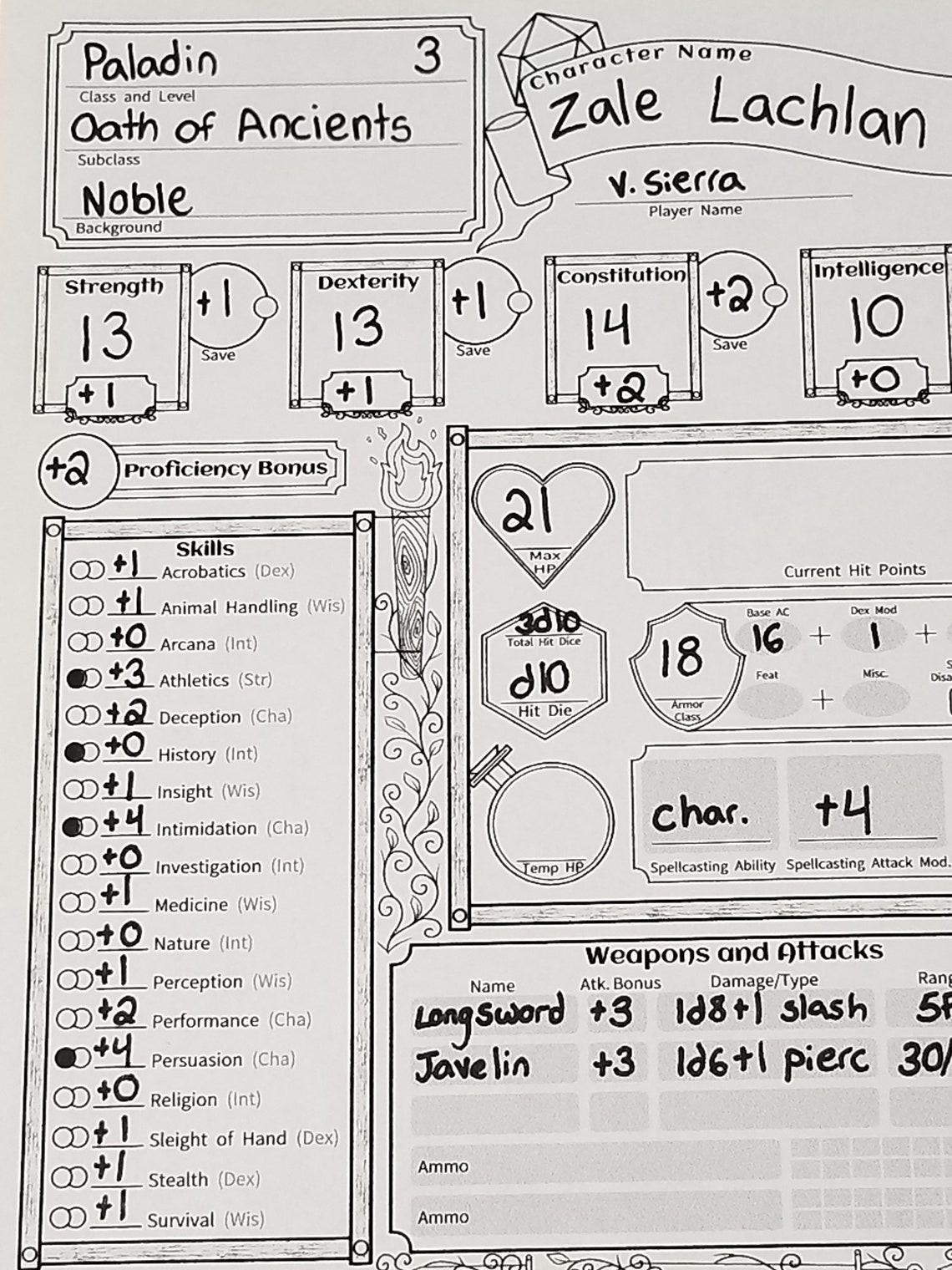 Dnd Character Sheet D&D 5th Edition Character Sheet - Etsy