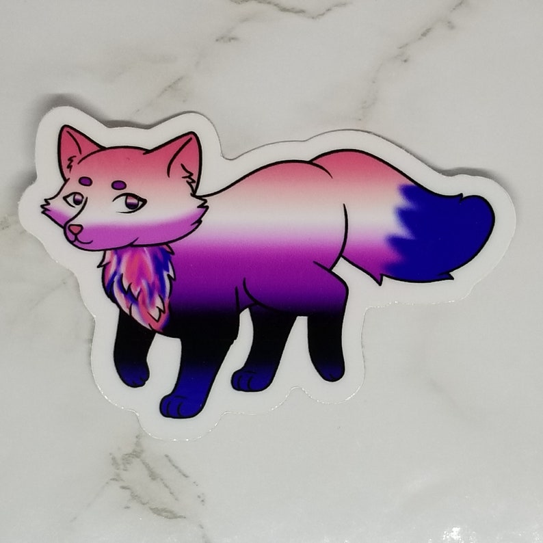 Genderfluid Flag Fox Sticker | for Laptops, Gaming Consoles, Water ...