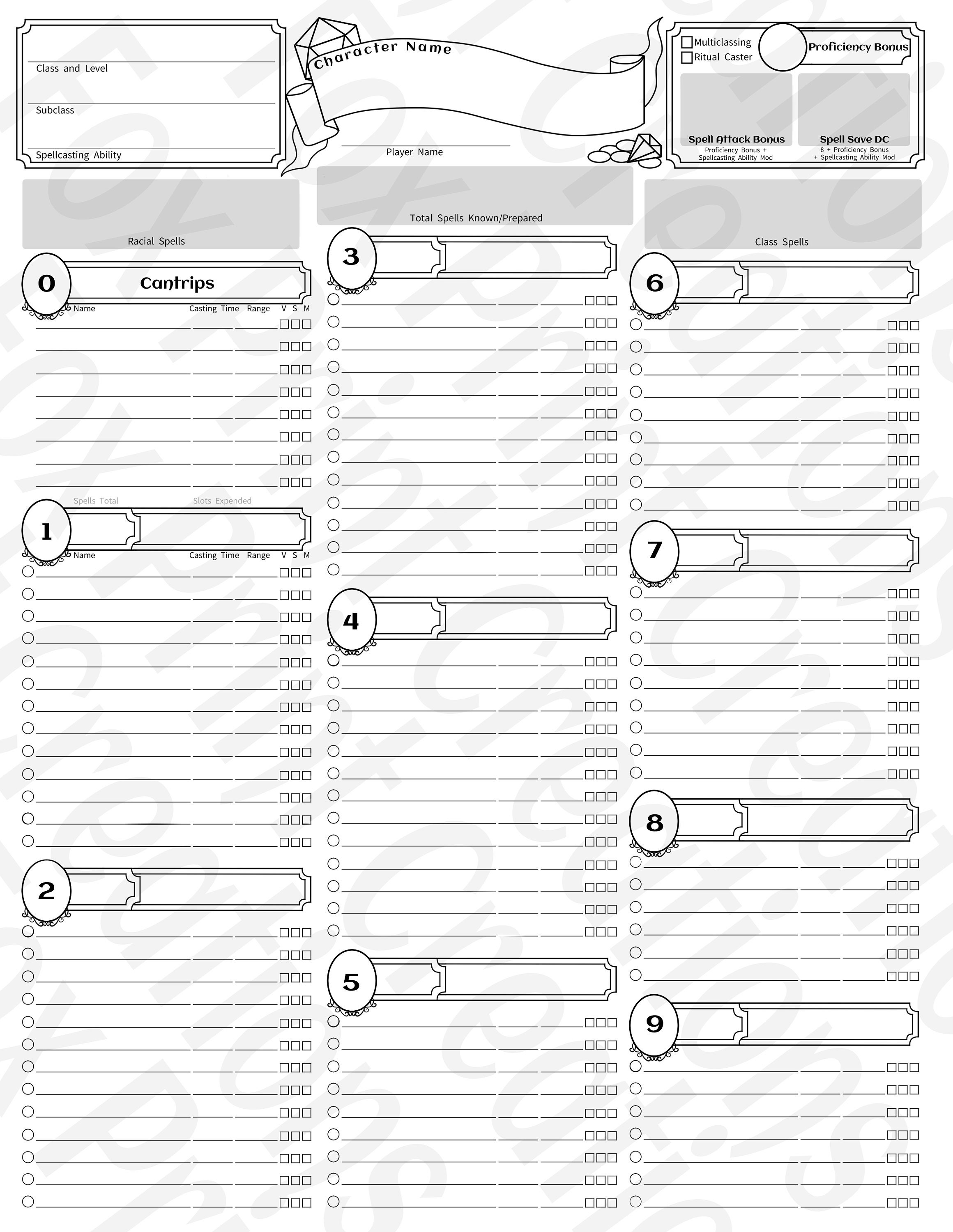 Dnd Character Sheet D&D 5th Edition Character Sheet | Etsy UK