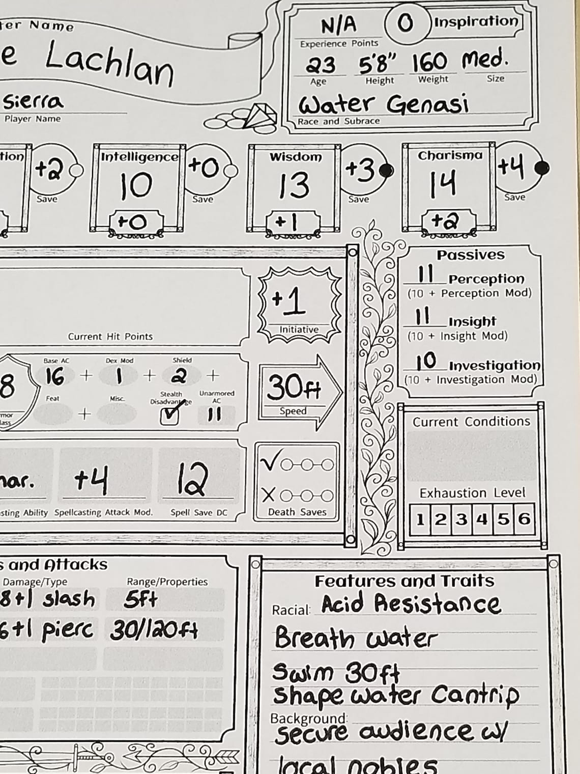 Dnd Character Sheet D&D 5th Edition Character Sheet - Etsy